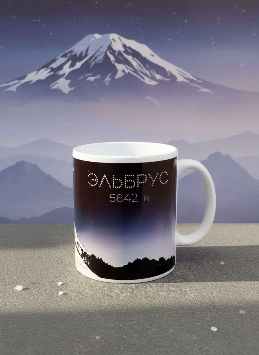 Сувенирная кружка "Эльбрус" от Orca Coatings, премиум, 330 мл, глянцевая керамика