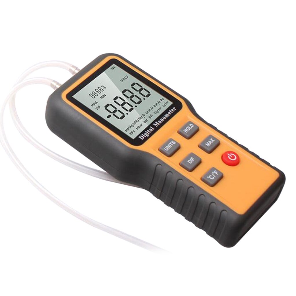 Манометр Измеритель давления воздуха Дифференциальный манометр Двухпортовый цифровой манометр HVAC Тестер давления