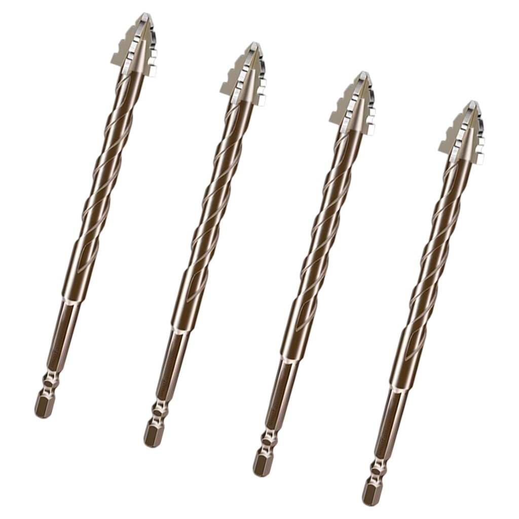 4pcs Hex Shank Четыре эксцентричные биты Flutesa-Tooth для быстрого и точного бурения в плитории Мраморный керамический бетон