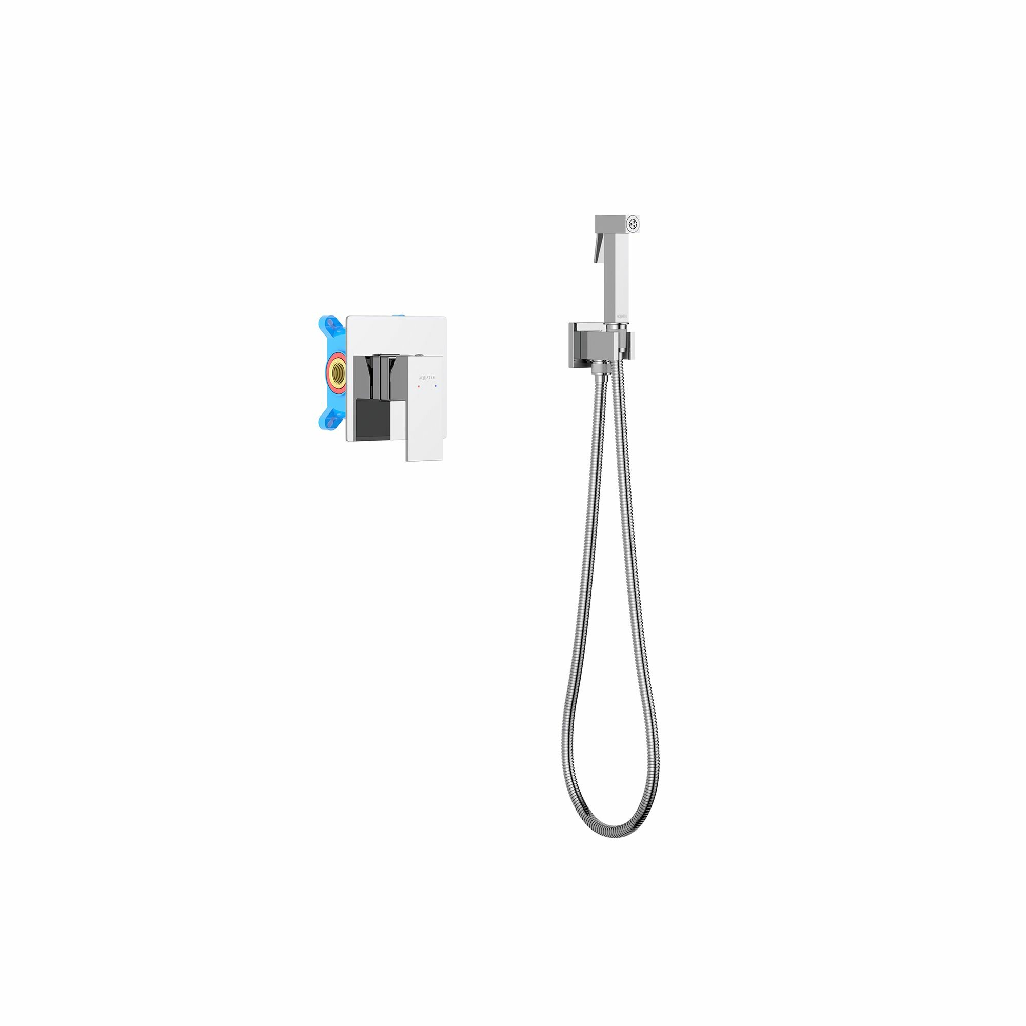 Гигиенический душ со смесителем Aquatek Либра AQ1619CR, однорычажный, встраиваемый, настенный, хромированный