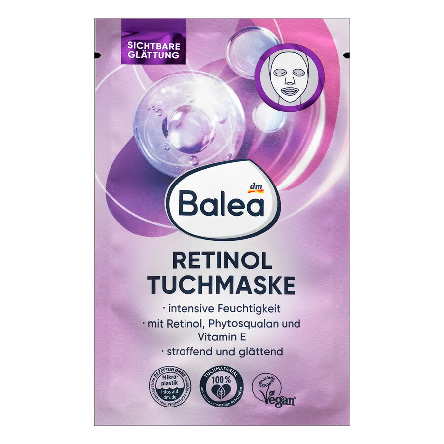 Маска для лица Balea, с ретинолом и витамином E, тканевая, 1 шт
