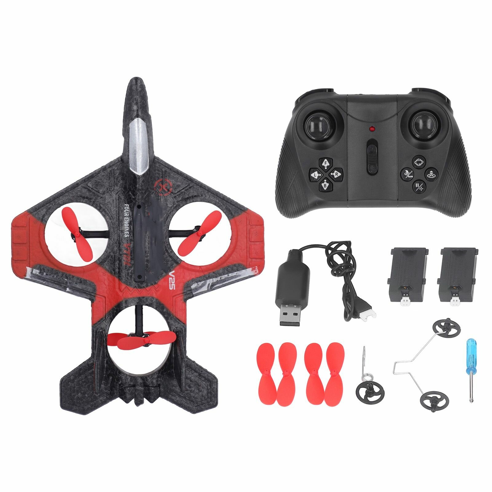 Радиоуправляемый дрон, портативный самолет с дистанционным управлением из EPP с красочными светодиодными фонарями и запасными пропеллерами для детей, игрушка в подарок, красная двойная батарея