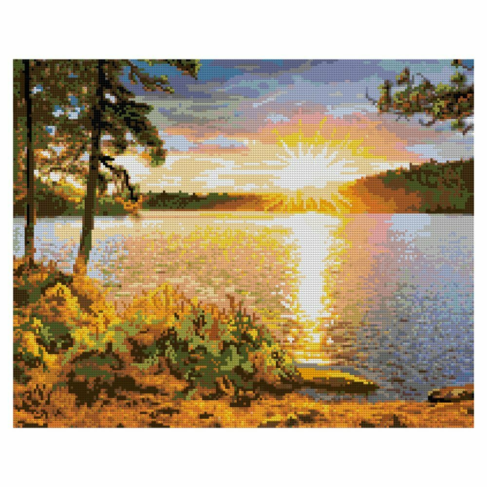 Мозаика алмазная 40х50см Закат над озером LORI Ам-141 шт