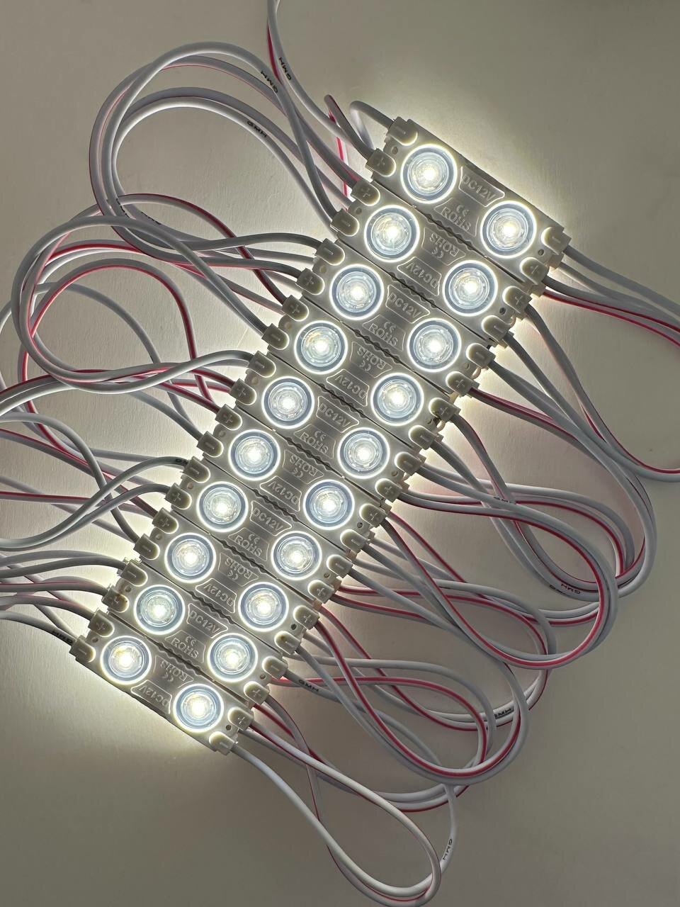 Светодиодный линейный модуль 2SMD 12V 0.8W (белый теплый) IP65 20 шт