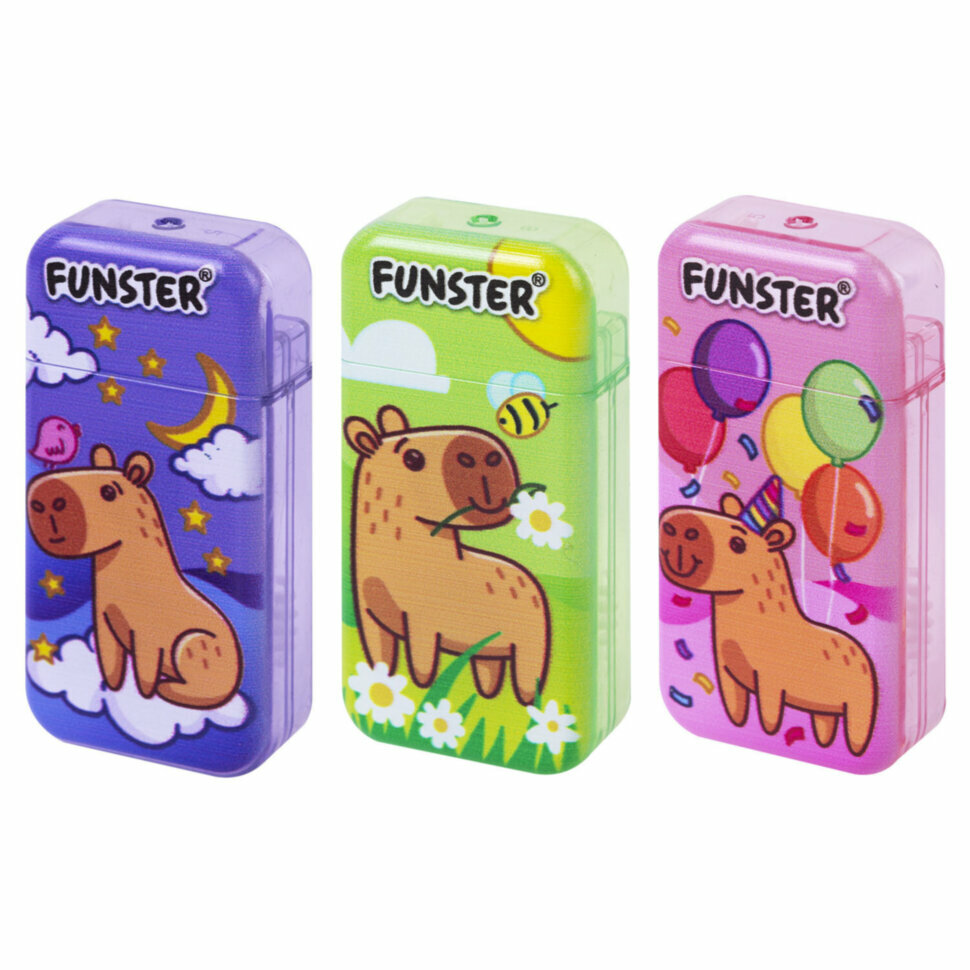 Корректирующая лента FUNSTER (фанстер) "капибары", 5 мм х 5 м, корпус ассорти, блистер, 273020, 273020