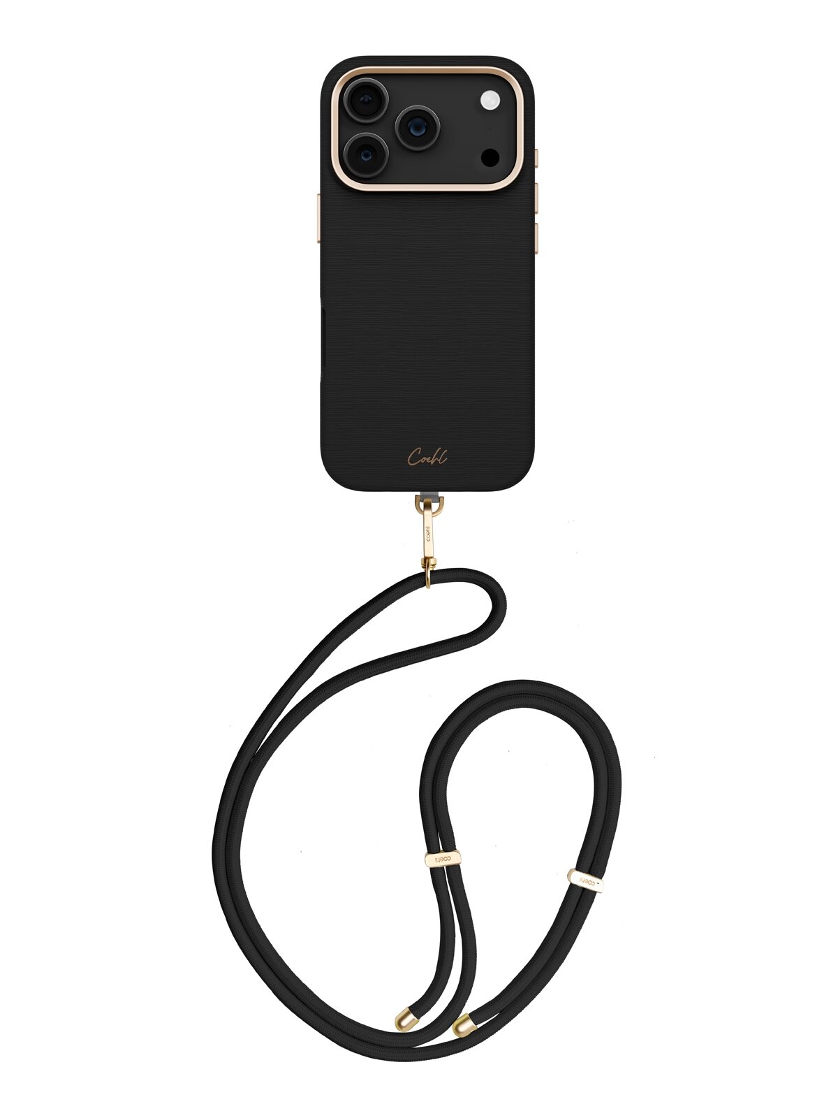 Uniq чехол MagSafe для iPhone 17 Pro, COEHL Mirelle, с нейлоновым шнурком, Ebony