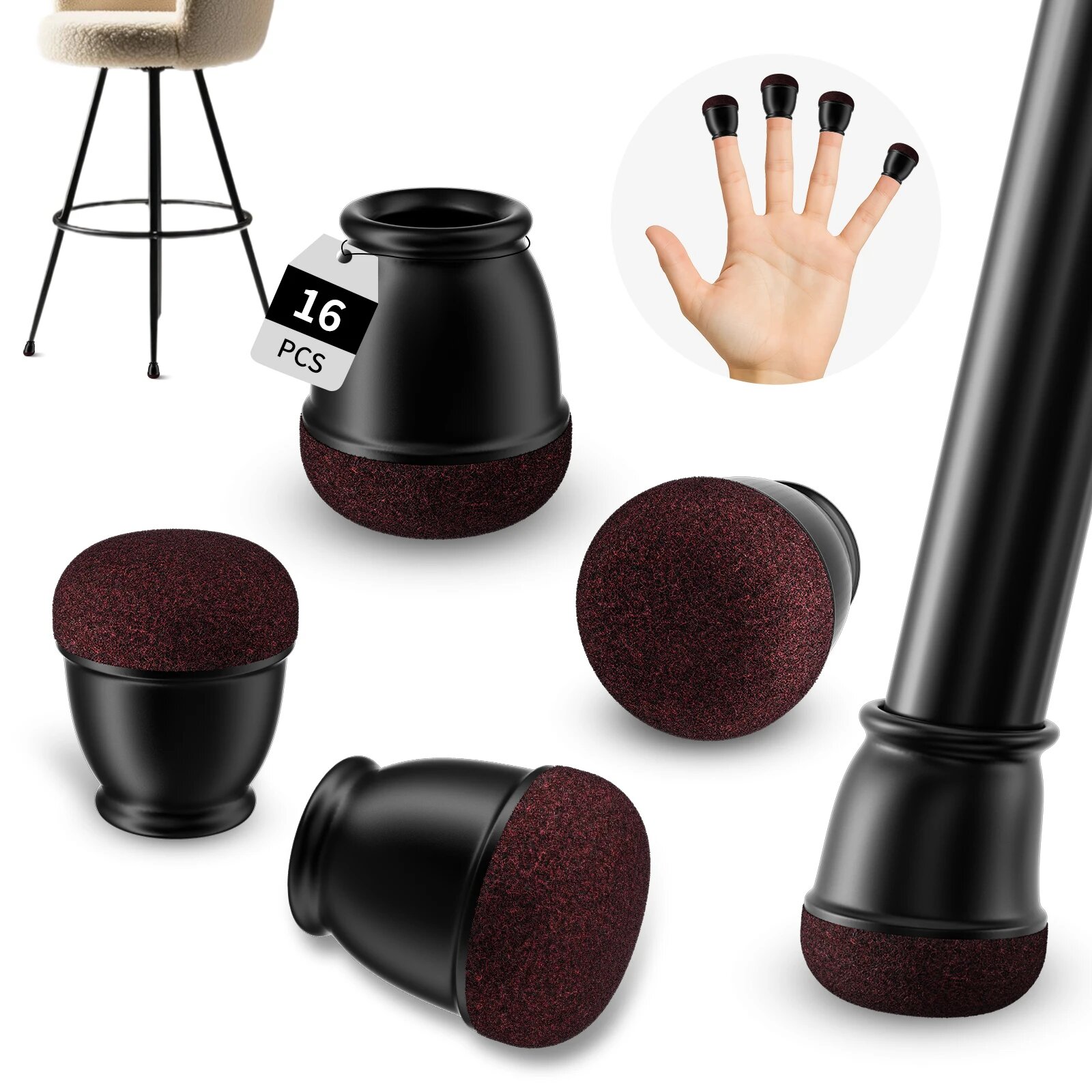 16 шт. силиконовые защитные накладки на пол для ножек стула с обернутым фетром, Diameter 10-15mm