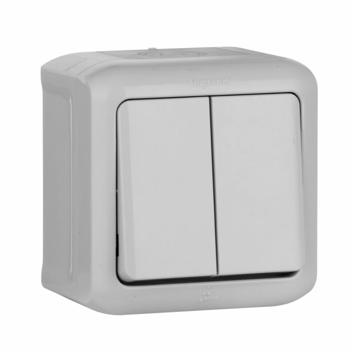 Выключатель 2-клавишный IP44 10А Quteo серый Legrand 782332