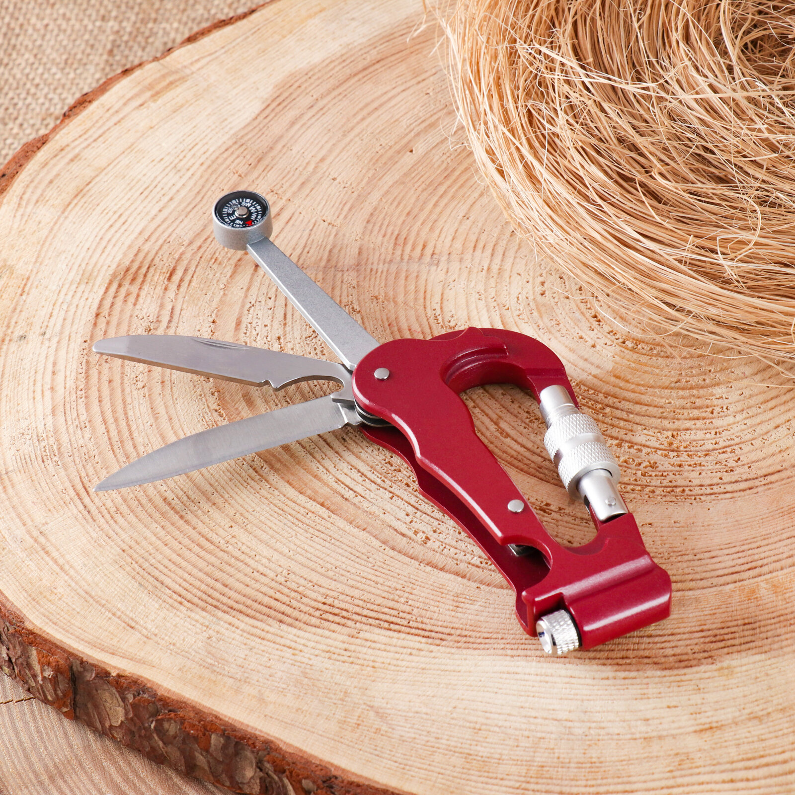 Нож складной 3 в 1 «Карабин», 15 см, клинок 61 мм/2 мм, с компасом и фонариком