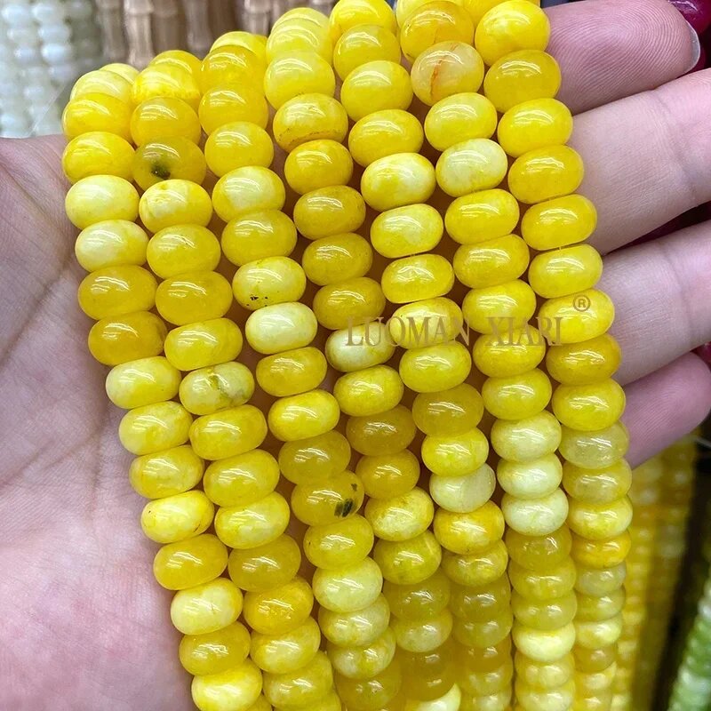 Бусины из халцедона LUOMAN XIARI 6x10 мм Желтый, 6x10mm 27-29pcs, Beeswax yellow color