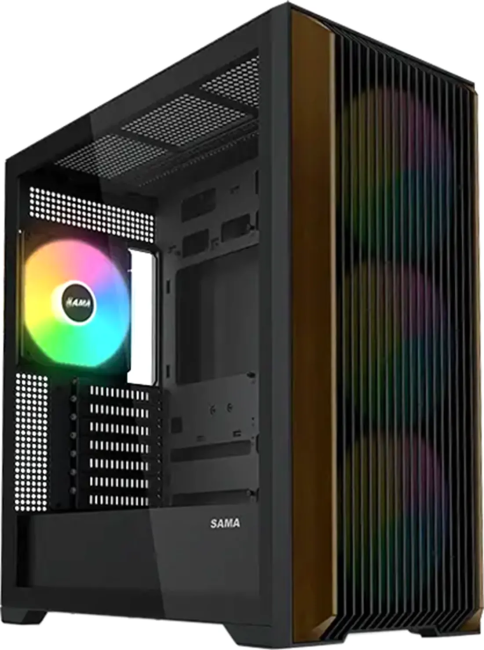 Z60-BKAWA4X1-GL SAMA Корпус ПК без блока питания/ Case SAMA Z60 Black, Midi-Tower, TG, 4x140mm ARGB, 2xUSB 3.0 + 1xUS