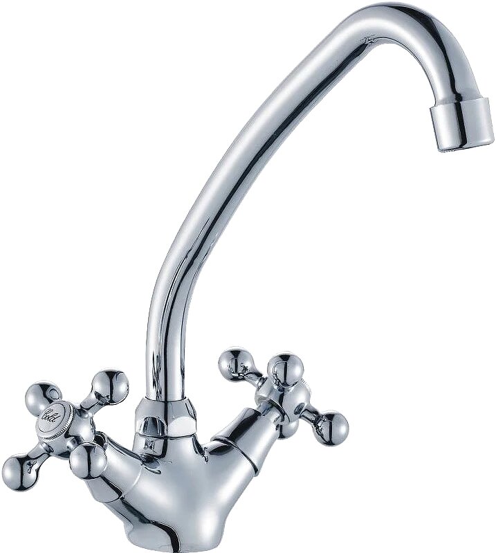 Смеситель для кухни Haiba HB19 HB4519 с поворотным изливом, хром, глянцевый, вентильный, латунный