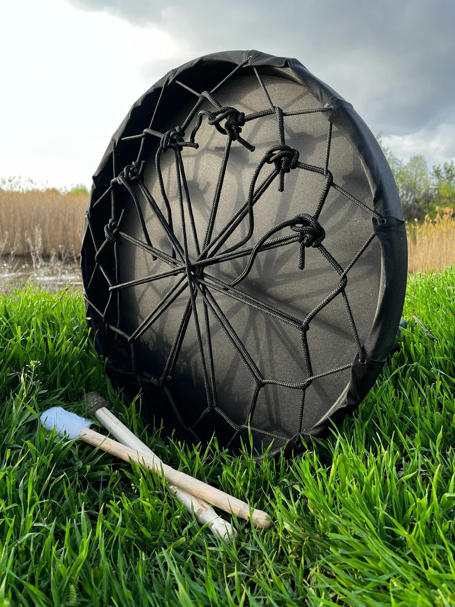 Бубен шаманский из ткани с колотушкой, 50 см