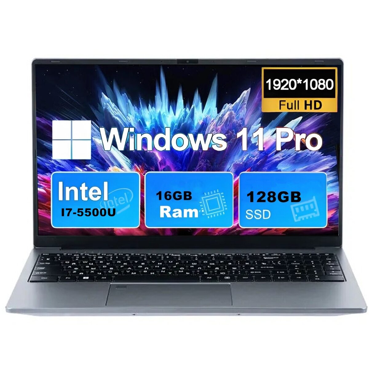 Ноутбук QMDZ 15.6 Intel Core i7 5500U 16 ГБ SSD 128 ГБ Intel HD Graphics 6000 Windows 11 Pro русская клавиатура