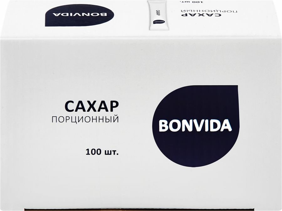 Сахар BONVIDA белый кристаллический категория ТС2, 100х5г x 5 упаковок