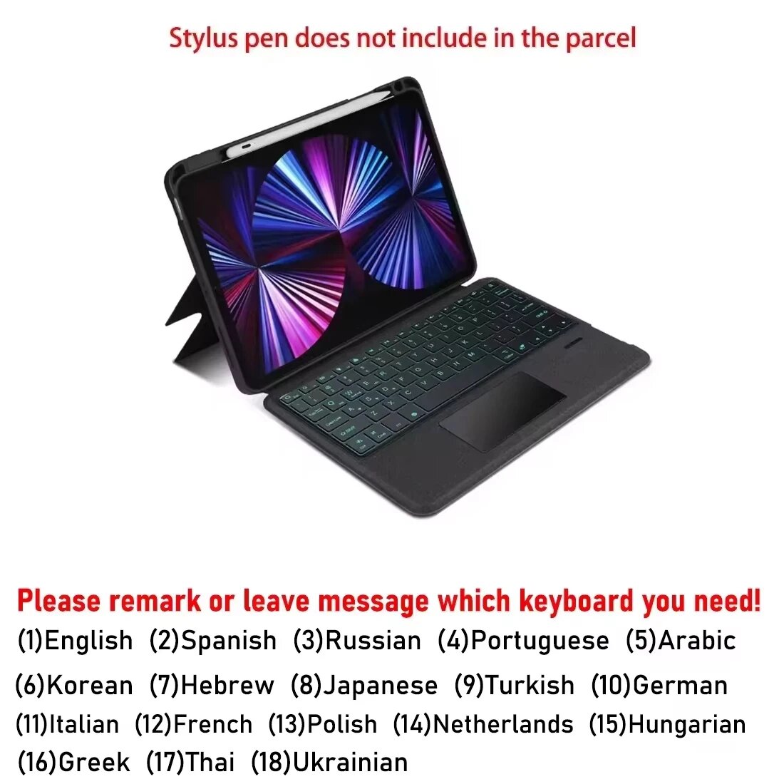 Клавиатура PULUZ для iPad Air 11 13 iPad Air 11 (M2-M3), Keyboard Cover, Russian Keyboard