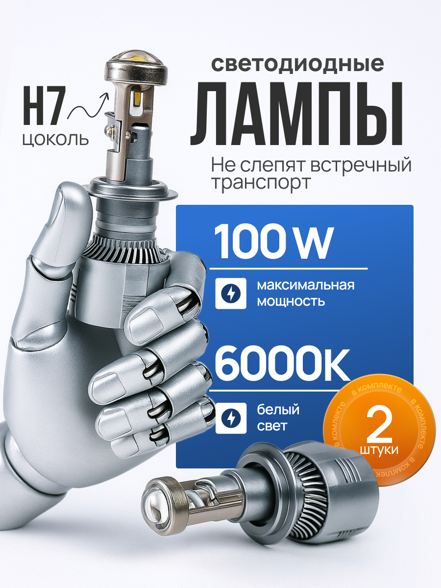 Линзованные лампы, автолампы светодидные, мини линзы Н7