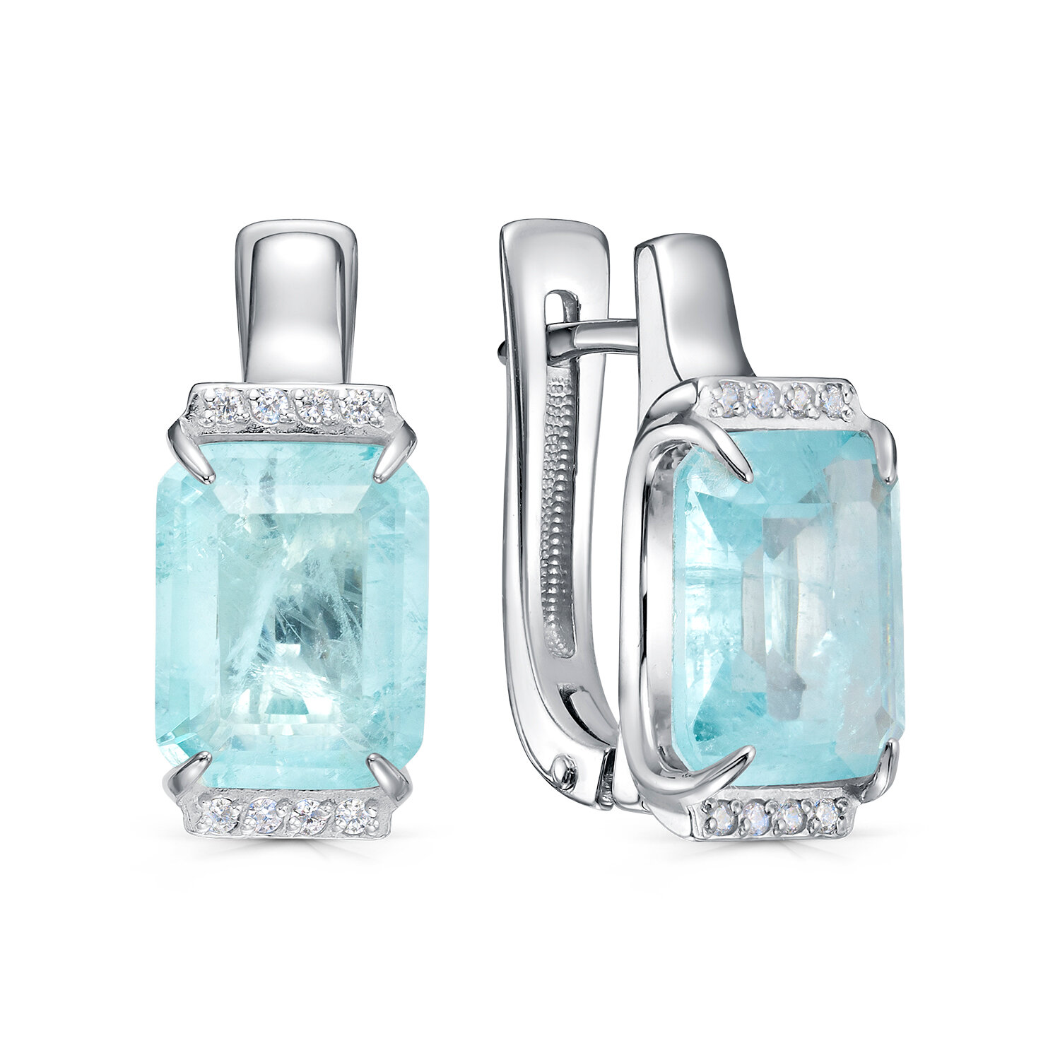 Подвеска для серег, серебро, 925 проба, фианит, алпанит