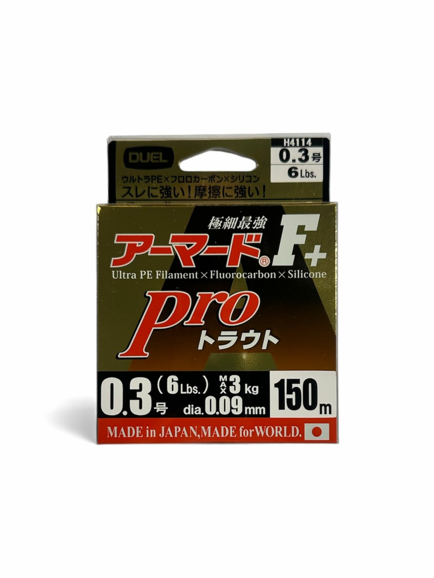 Плетеный шнур DUEL ARMORED F+PRO TROUT 150m 0.3PE (0.09 mm) 6Lbs FRESH ORANGE JUICE