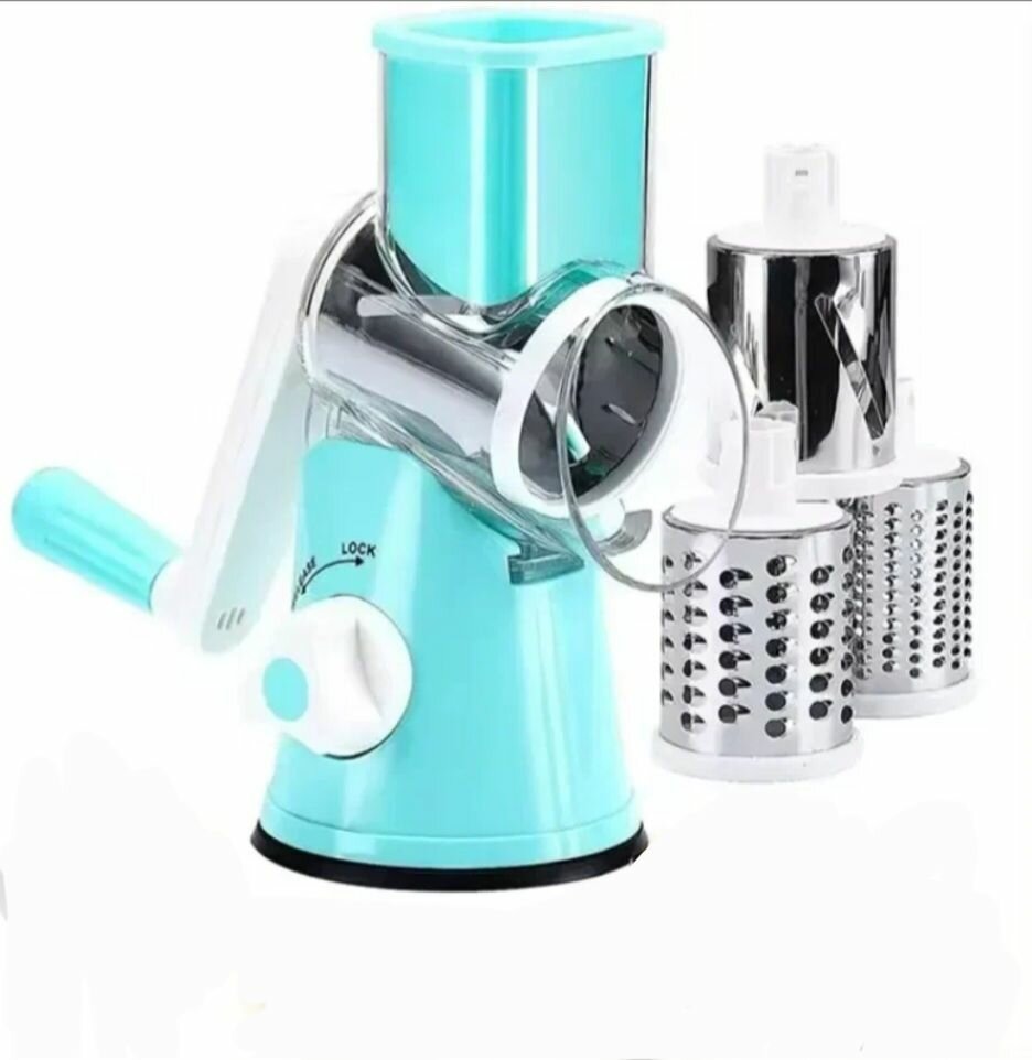 Ручная овощерезка мультислайсер 3в1 с присоской синяя