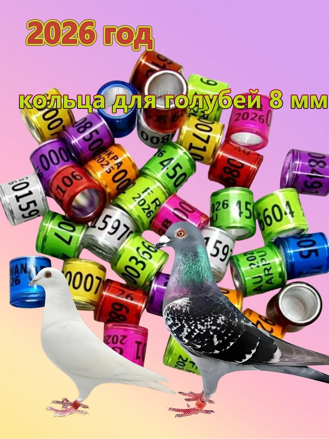 2026 Меточные маркировочные кольца для голубей 8мм 100шт-Многоцветный