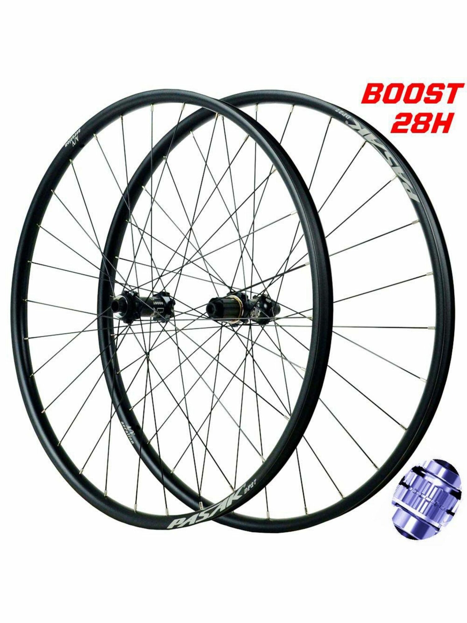 Колеса для велосипеда 29 boost барабан HG, centerlock. Комплект колес pasak.