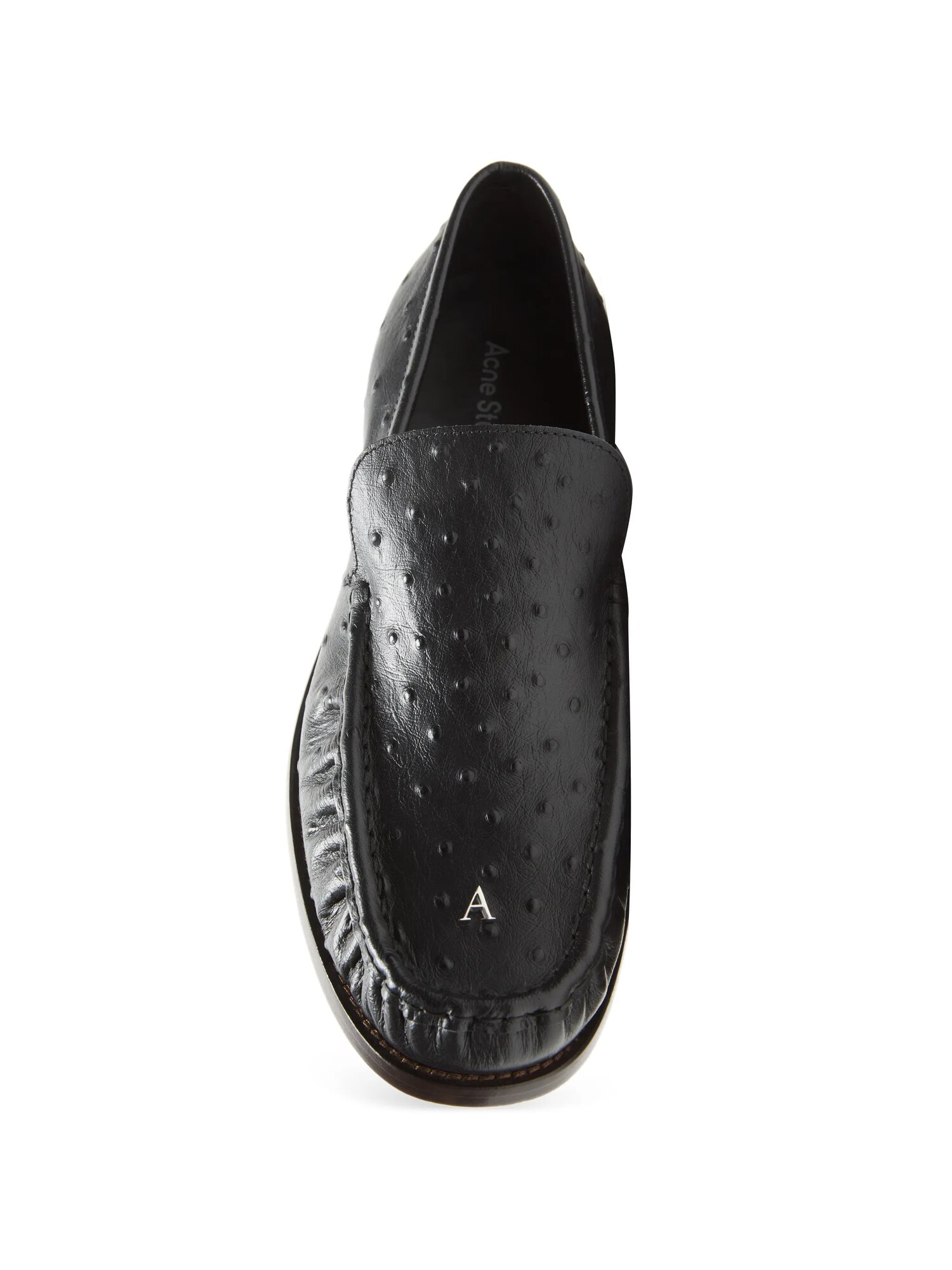 Лоферы Acne Studios Embossed-detail leather loafers, размер 43, black/black — фото 1