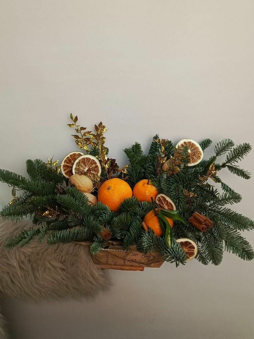 Новогодняя композиция Нобилис / Рускус / Мандарин. Микс из 23 шт