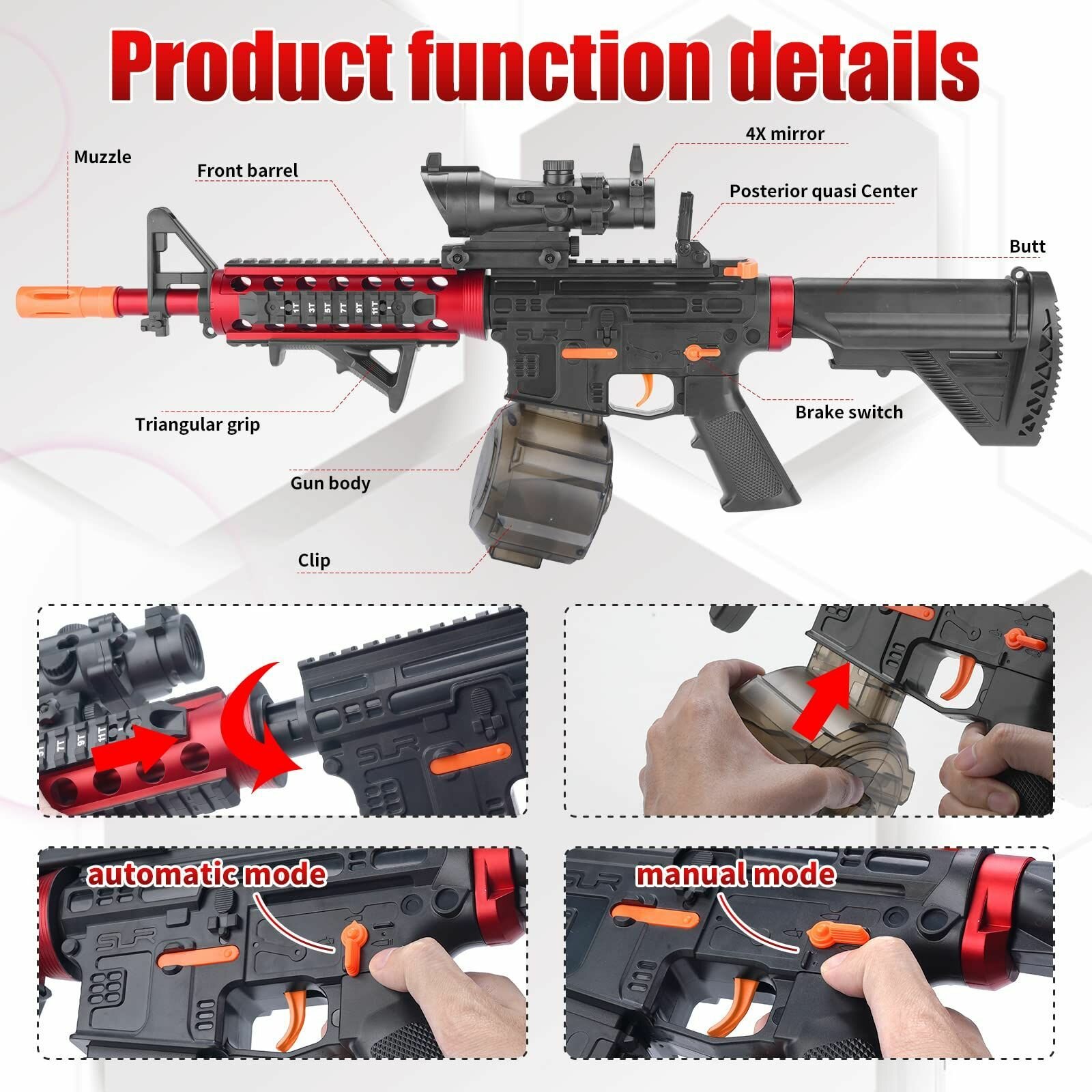 Игрушечный электрический автомат на орбизах М4A1 отличный подарок для детей . Стреляет гидрогелиевыми шариками ORBEEZ