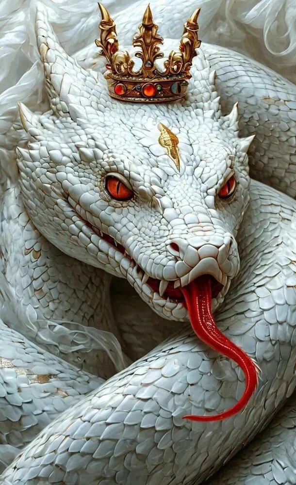 Алмазная Мозаика "белая Змея/White Snake" 40x50 См Алмазная Вышивка / Картина Стразами Подарков / Украшения