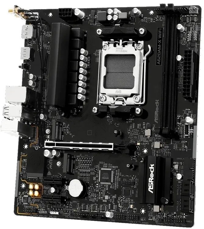 Материнская плата Asrock A620AM-X WiFi Socket AM5 AMD A620A 2xDDR5 mATX AC`97 8ch(7.1) 2.5Gg RAID+HDMI+DP