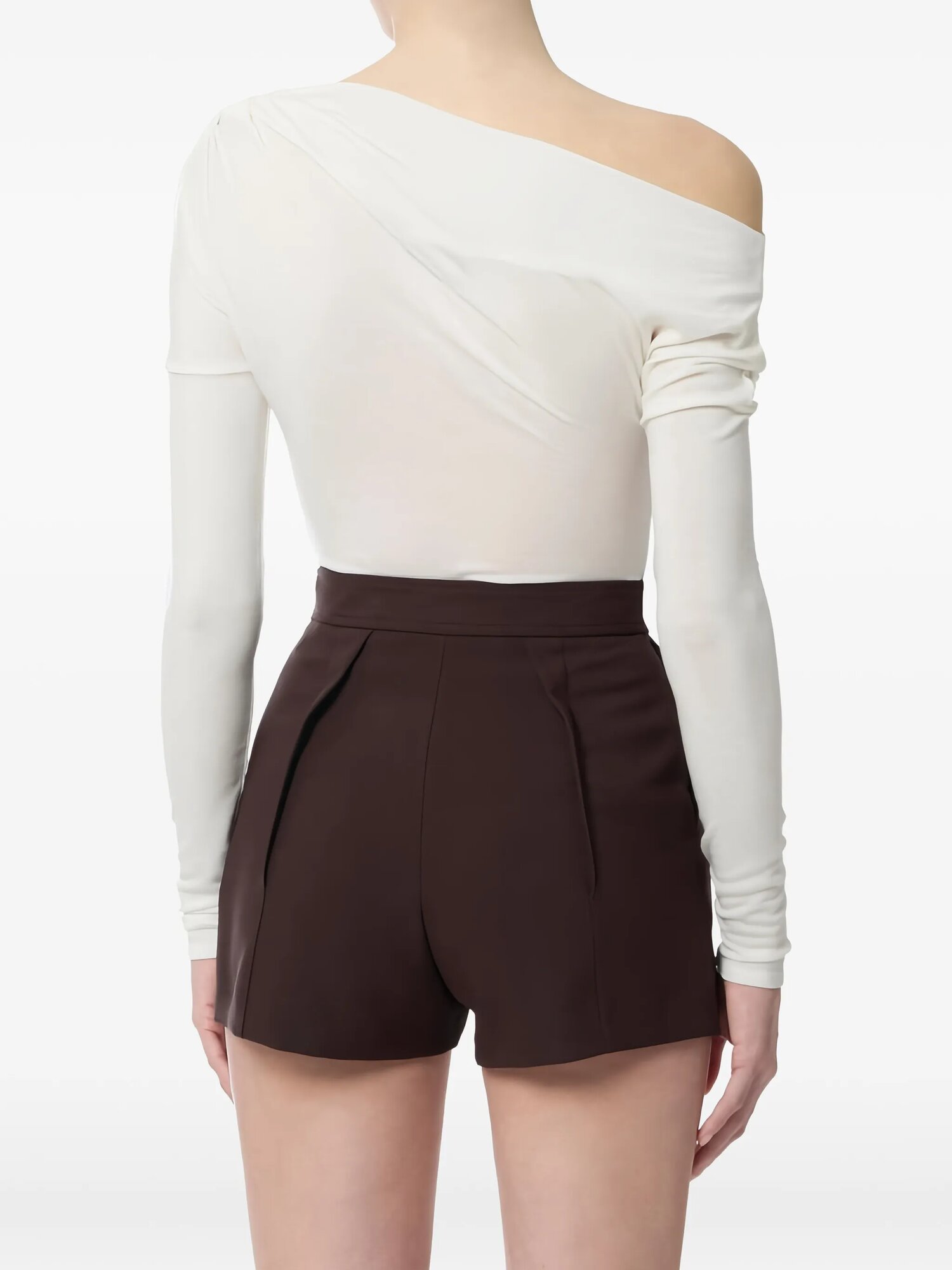 Топ Elisabetta Franchi Draped asymmetric-neck top, размер 40, white — фото 1
