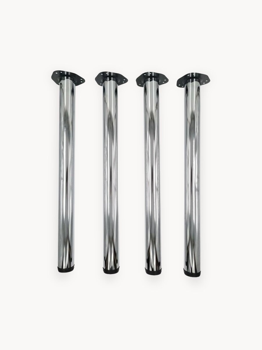 Ножки для стола, 4 шт, металлические, D60 H710мм, хром, регулируемые