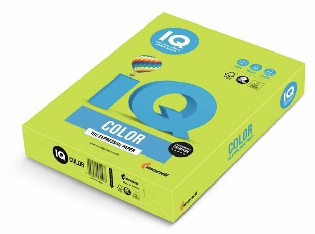 Бумага IQ Color 80г Intensive LG46 (зеленая листва) офисная цветная 500л. для всех видов принтеров и творчества, в фирменной коробке Драйв Директ