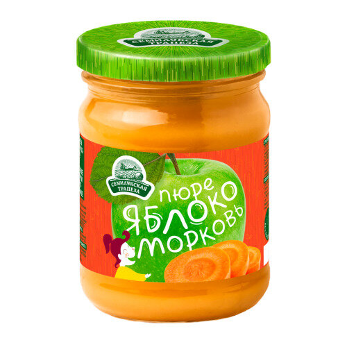 Семилукская трапеза Пюре фруктовое с сахаром Яблочно-морковное, 260 гр