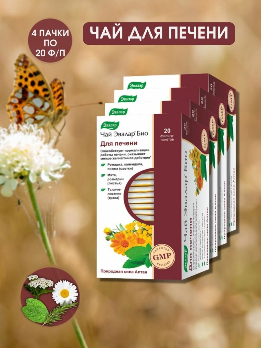 Чай для печени 20 фильтр-пакетов по 1,5г Эвалар Био