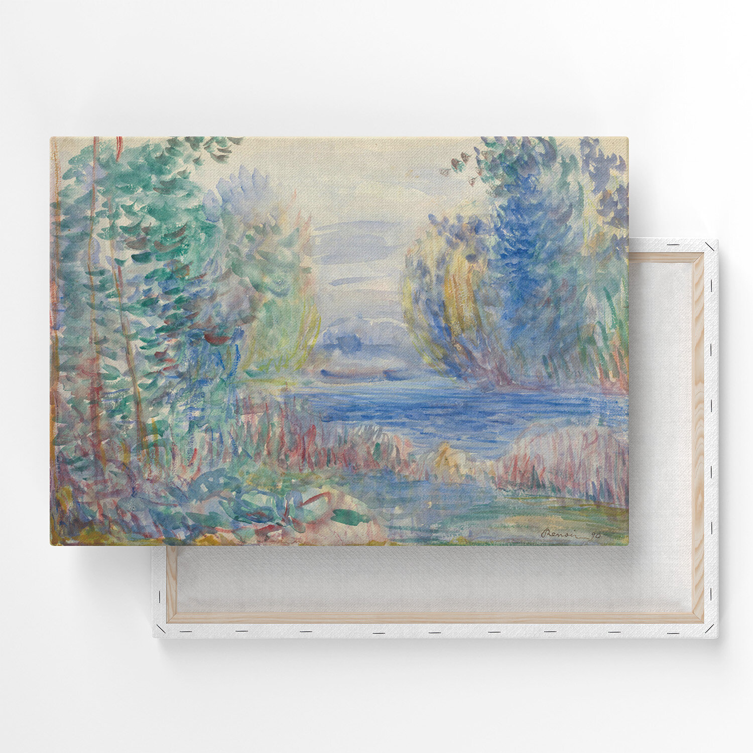 Картина на холсте, репродукция / Ренуар Пьер - Речной пейзаж, 1890 / Размер 30 x 40 см