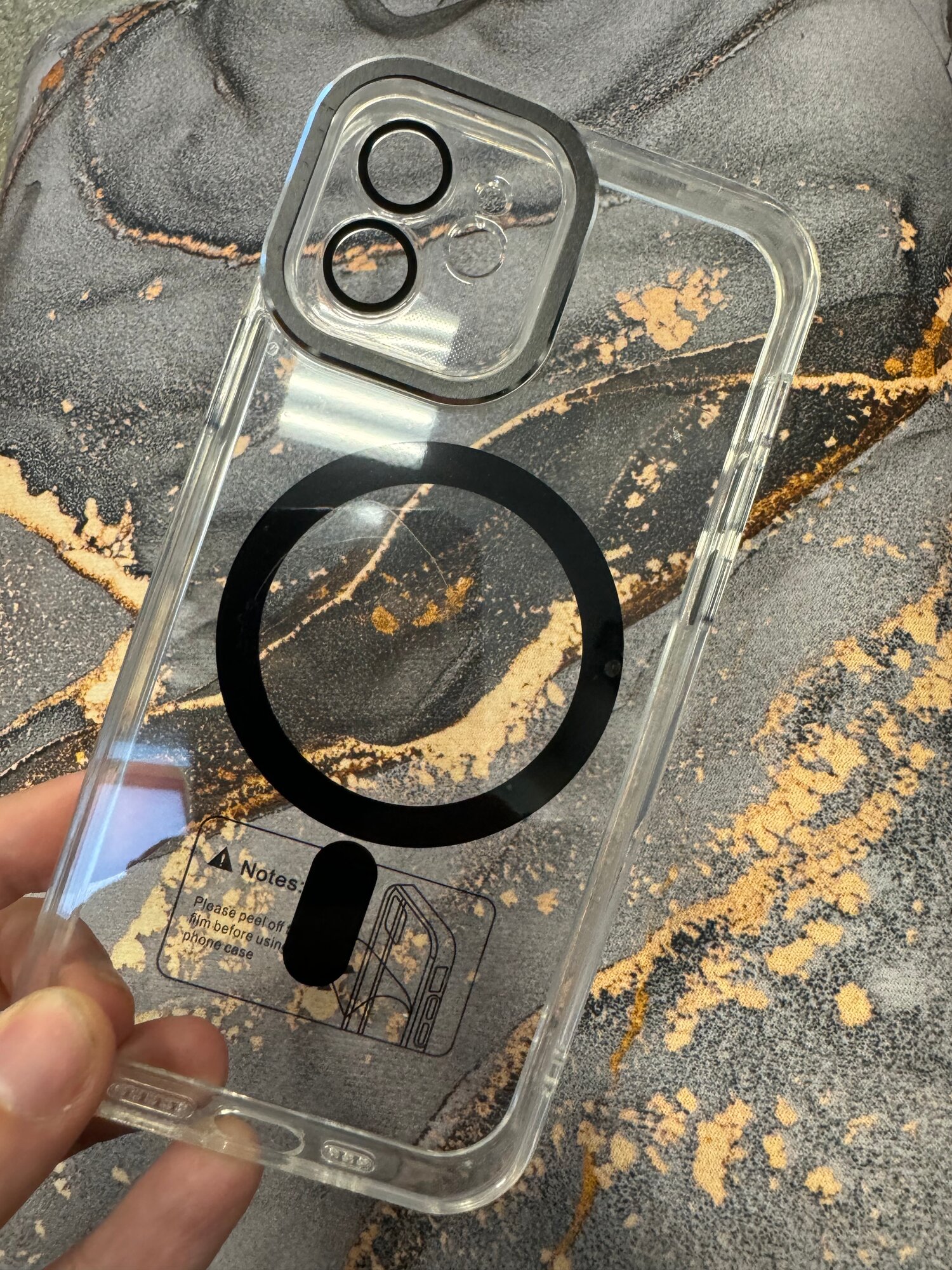 Чехол панель накладка бампер MyPads Brum для iPhone 12 (простой, обычный) тонкая пластиковая крышка с защитой задней камеры и Macsafe прозрачная ч.