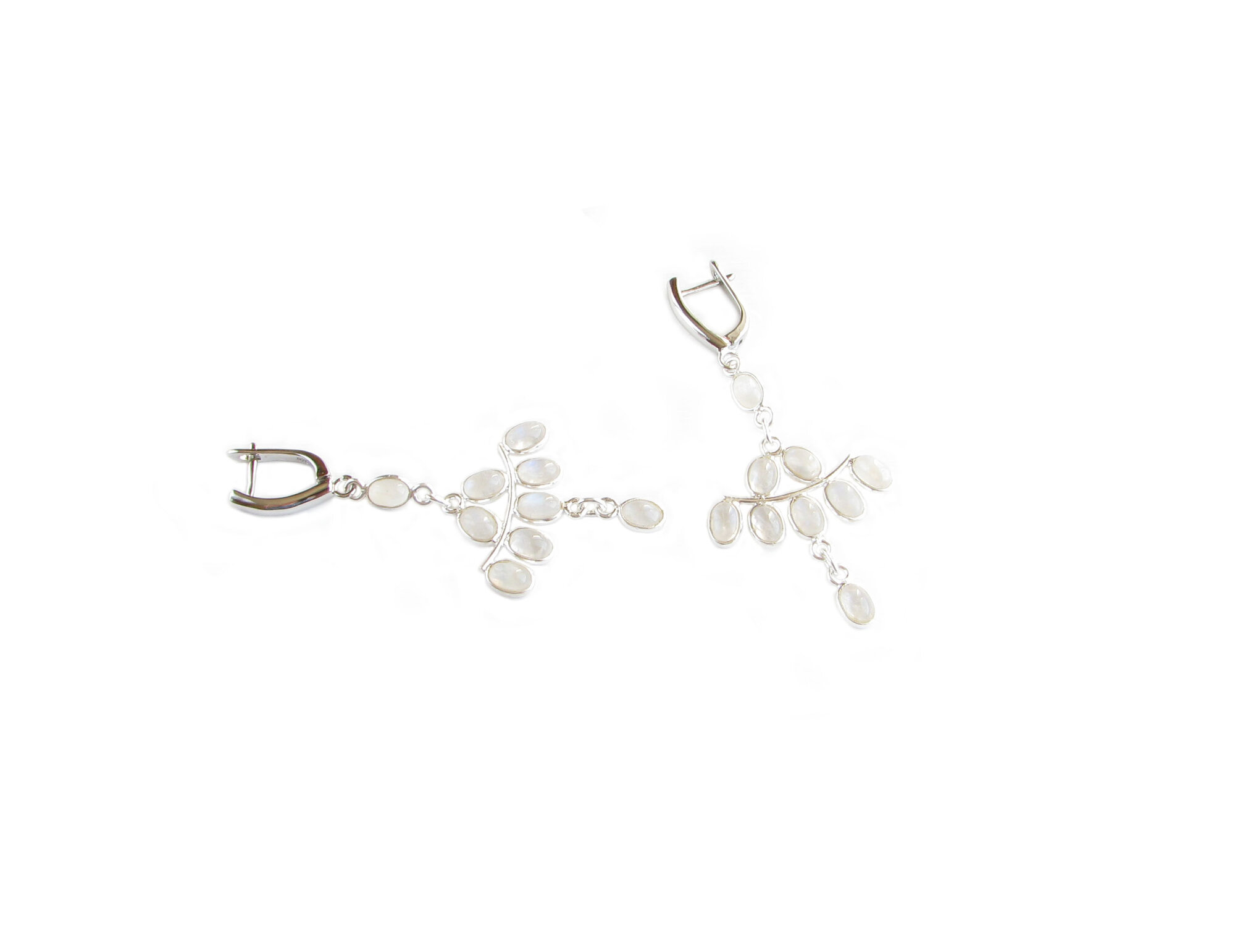 Серьги с подвесками, лунный камень