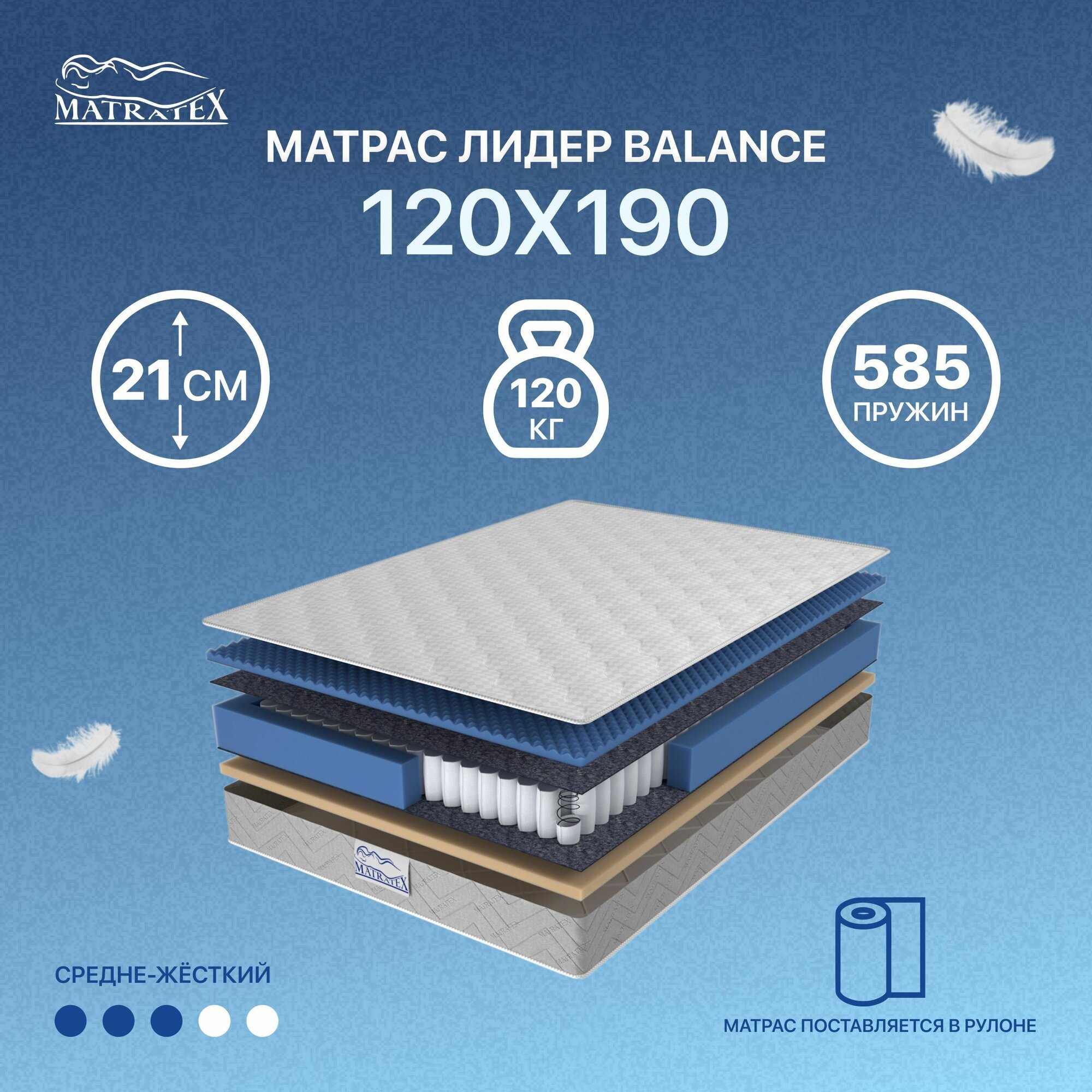 Матрас лидер Balance 120x190 независимые пружины, ортопедический