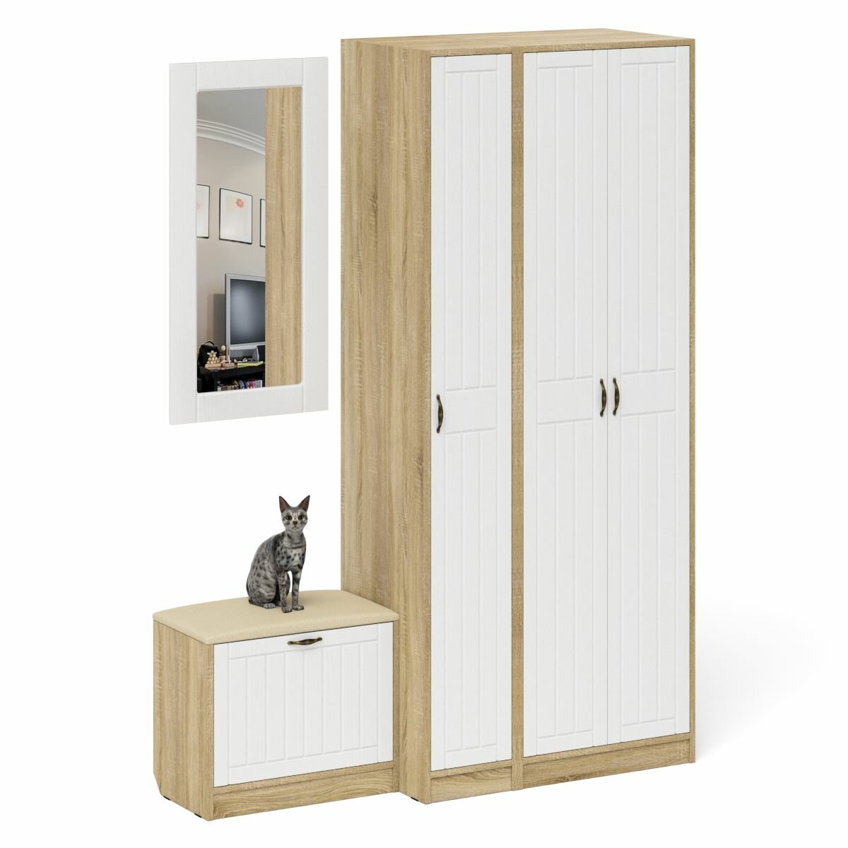 Прихожая П-6 Компоновка № 46 дуб сонома/белое дерево прованс