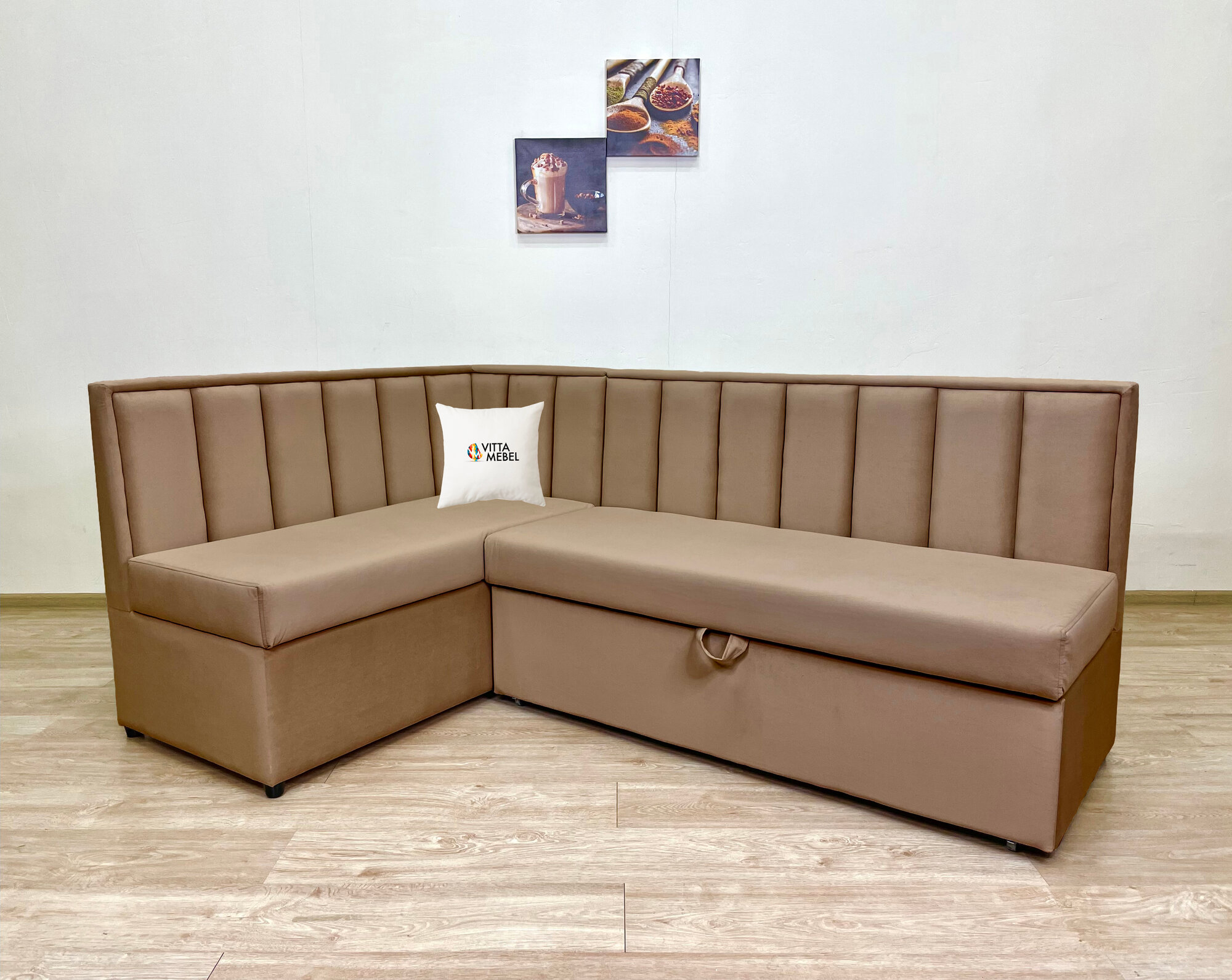 Кухонный уголок Santorini угол левый, светло-коричневый