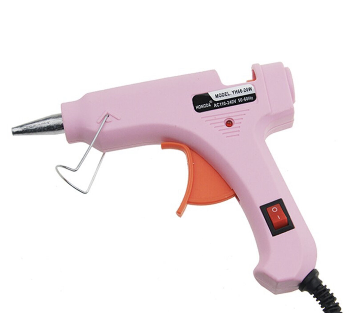 Клеевой электрический термопистолет с переключателем, d 7мм,20 Вт (розовый)