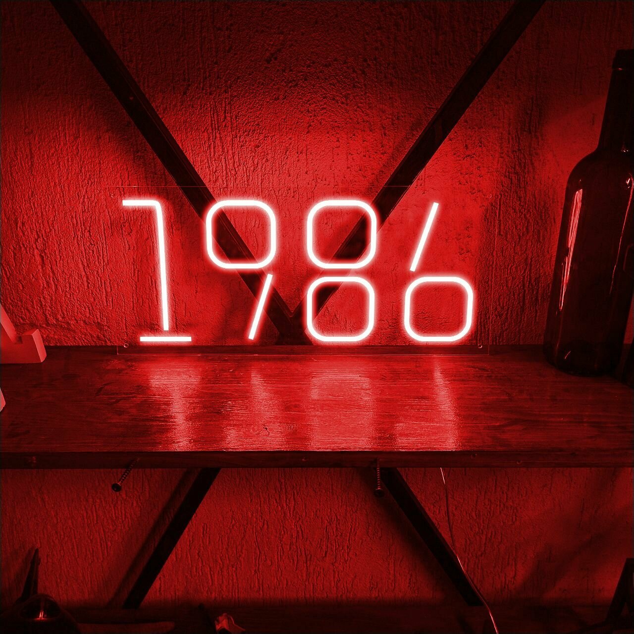 Неоновая табличка Elmarto 1986, 40x18 см, красная