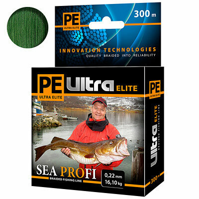 Плетеный шнур для рыбалки AQUA PE ULTRA ELITE SEA PROFI Dark Green 0,22mm 300m
