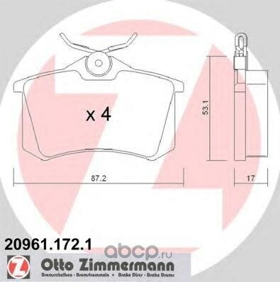 Колодки тормозные Audi A2/A3/A4/A6/A8/TT Cit C3/C4/C8 Frd Galax PGT 307/807 зад Zimmermann 209611721
