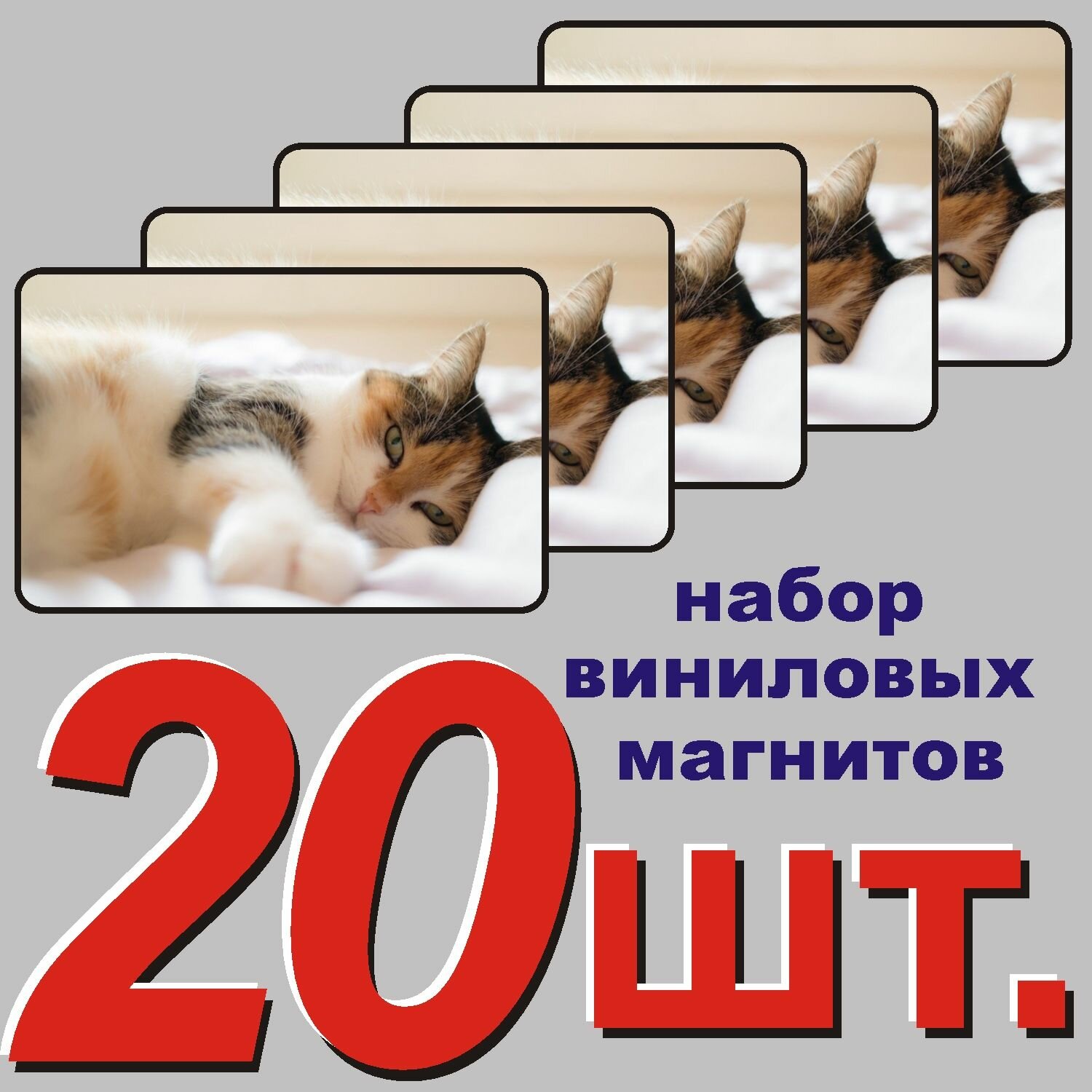 Магнит на холодильник "Котики" 20 шт.