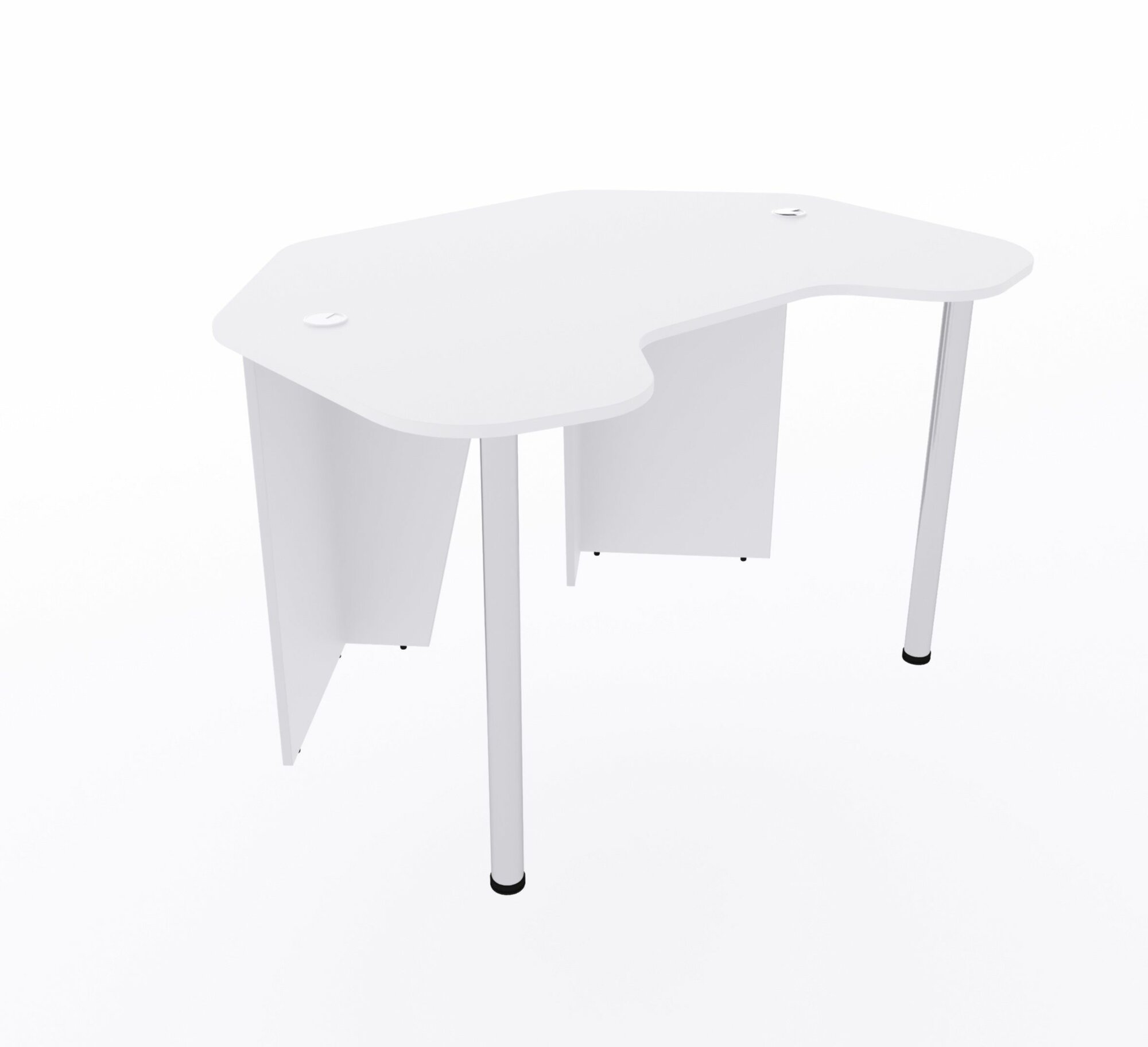 Угловой компьютерный стол "Угол" с полкой для монитора и тумбой, 120x87x75 см, полностью белый