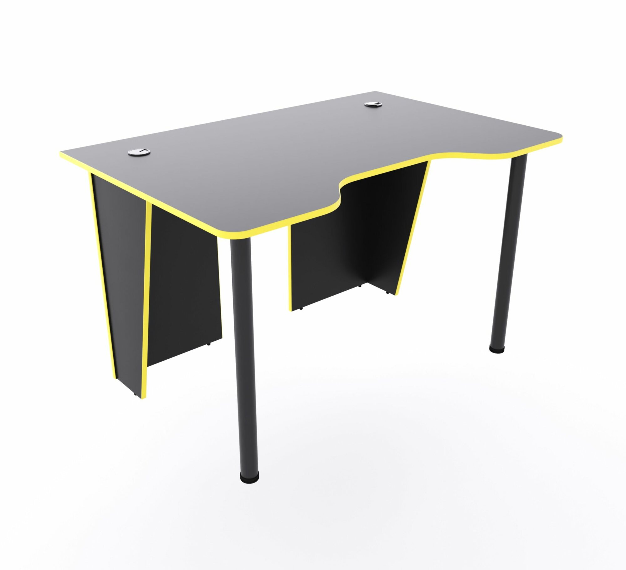 Игровой компьютерный стол "Лакер" с полкой для монитора, 120x80x75 см, чёрный с жёлтой кромкой
