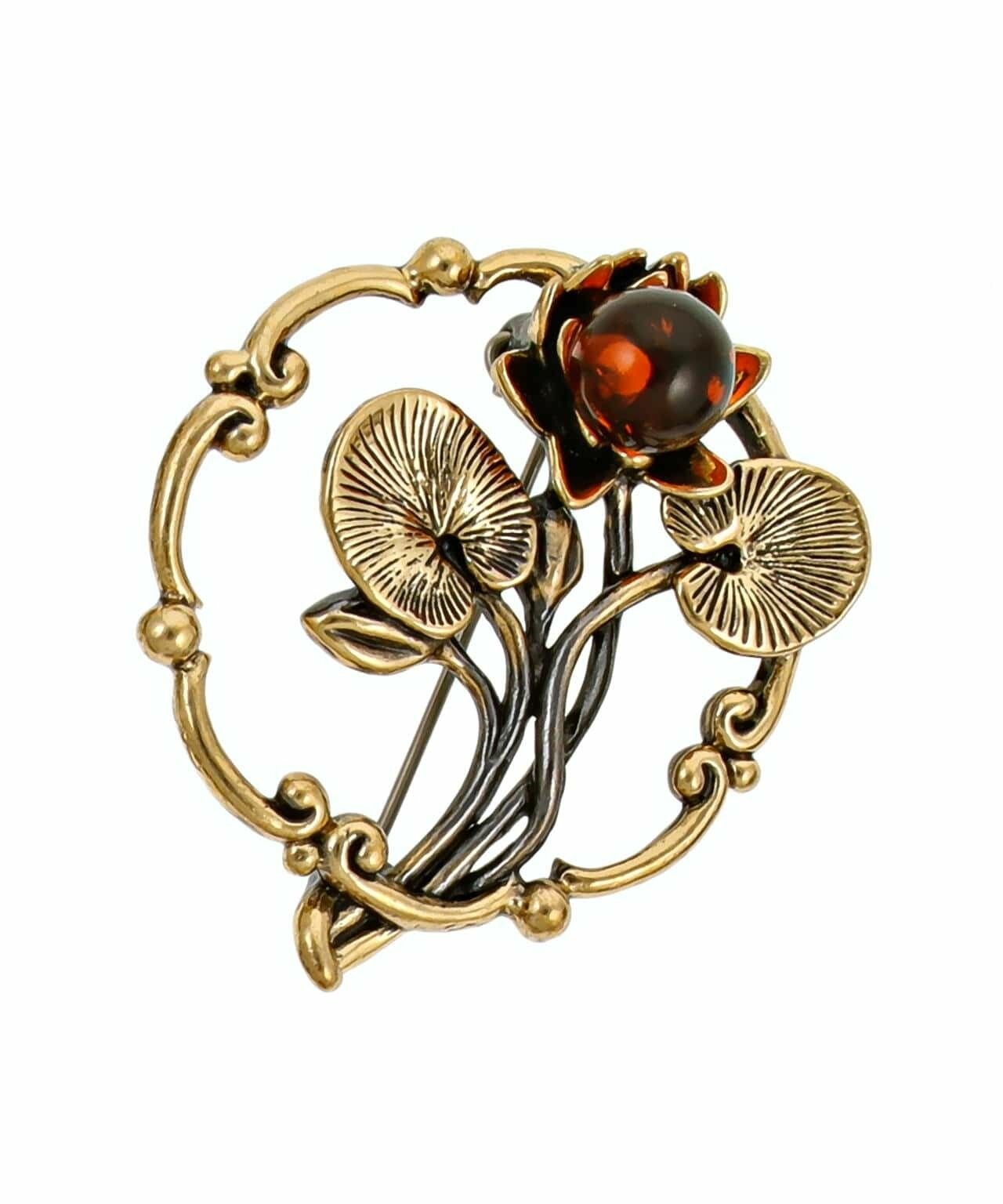 Брошь, янтарь